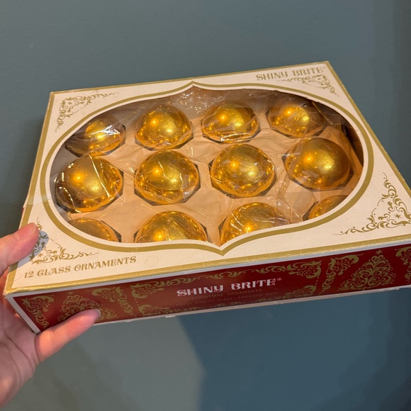 Vintage | Holiday | Vintage Shiny Brite Gold Metallic Christmas ...